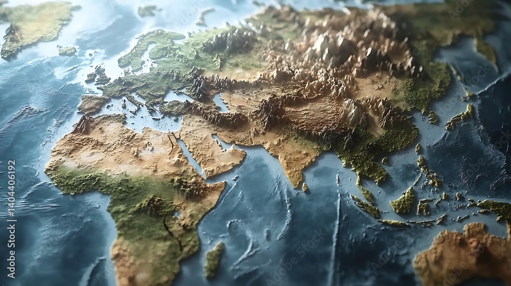 Detailed Earth Map of Eurasia and Africa Stock Photo | Adobe Stock
