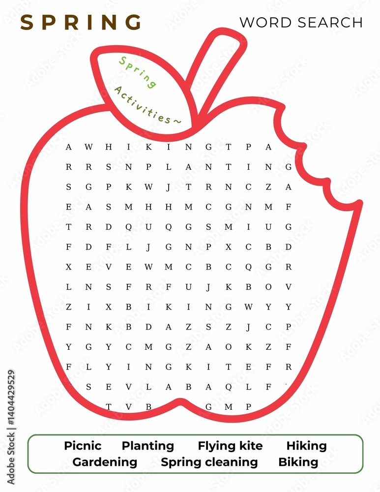 Fun & Easy Spring Word Search Puzzle Kindergarten 1st Grade Activity ...