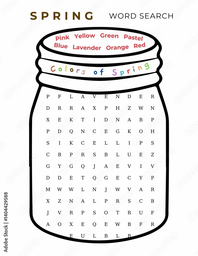 Ilustración de Stock Fun & Easy Spring Word Search Puzzle Kindergarten ...
