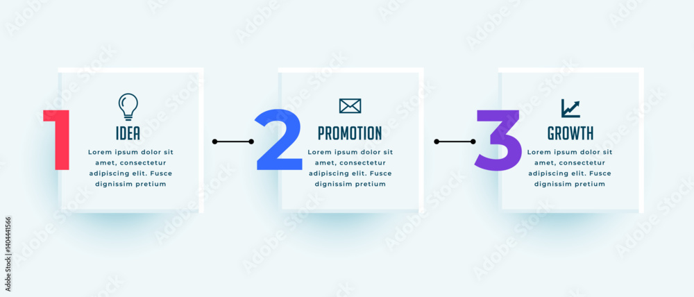 three step infographic sequence diagram banner for corporate marketing ...