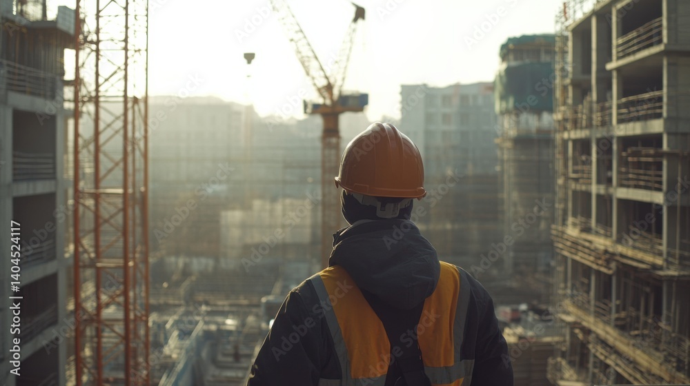Construction worker operating a crane at a site. Featuring crane ...