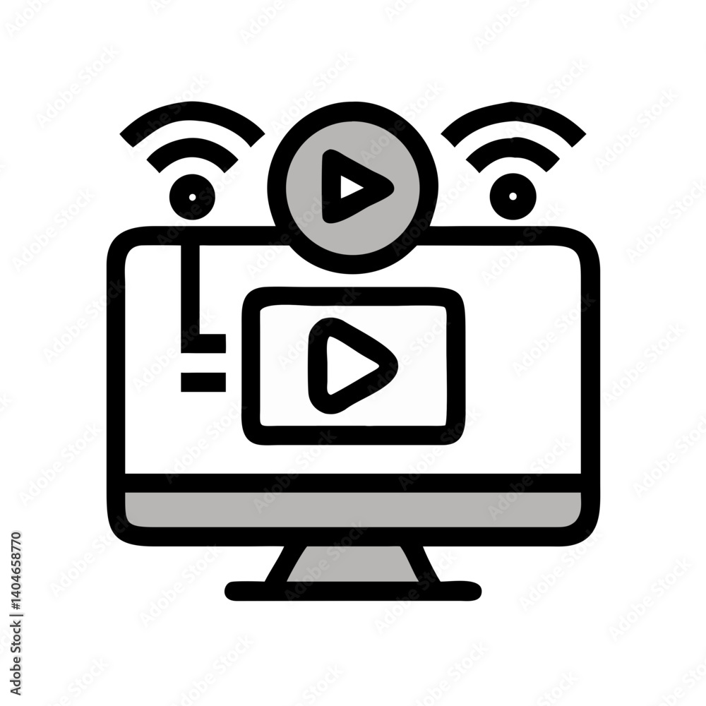 Video Transmission Cast Icon Set – Streaming, Broadcast, and Media ...