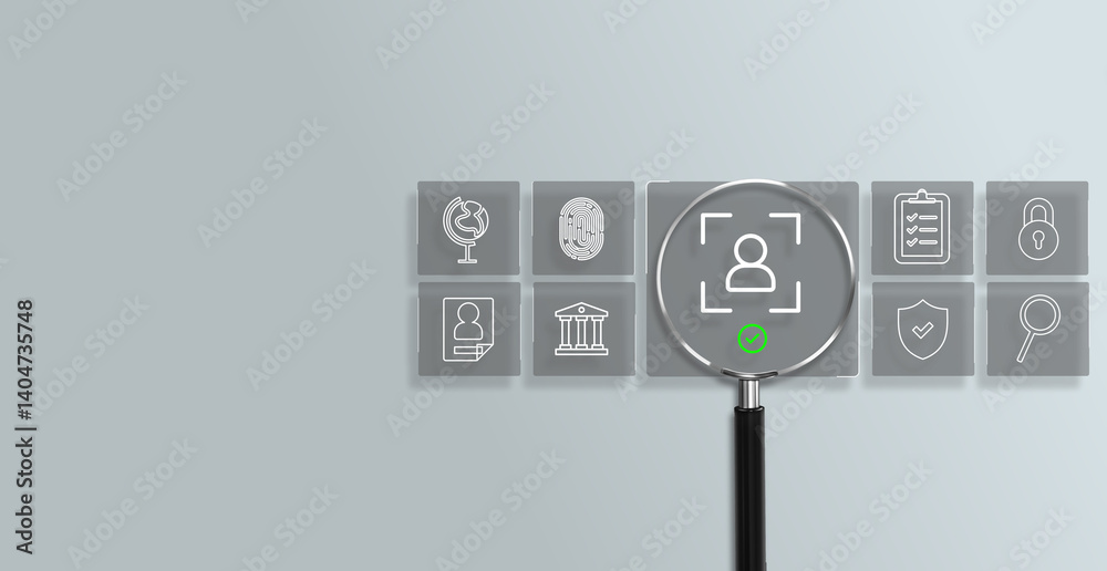 Magnifying glass focus on KYC compliance interface with the user. Know ...