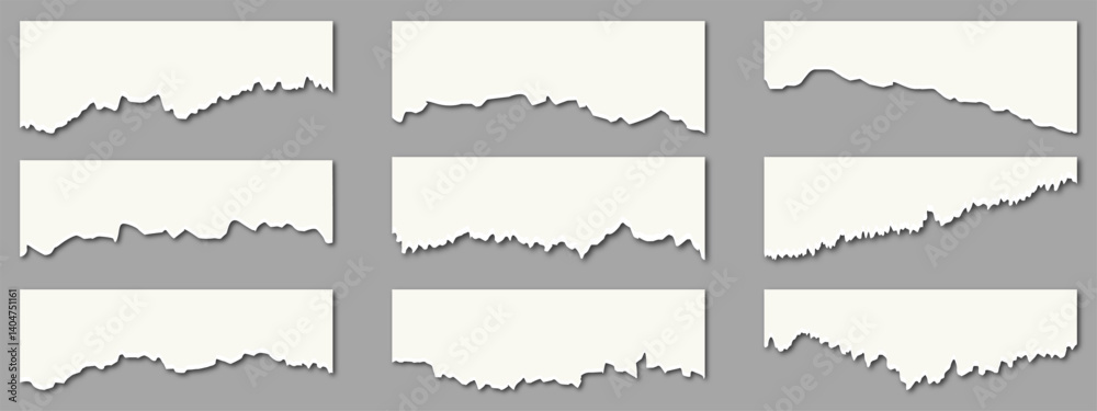 Vector de Stock Torn sheets of paper. Torn paper strips set. Light ...