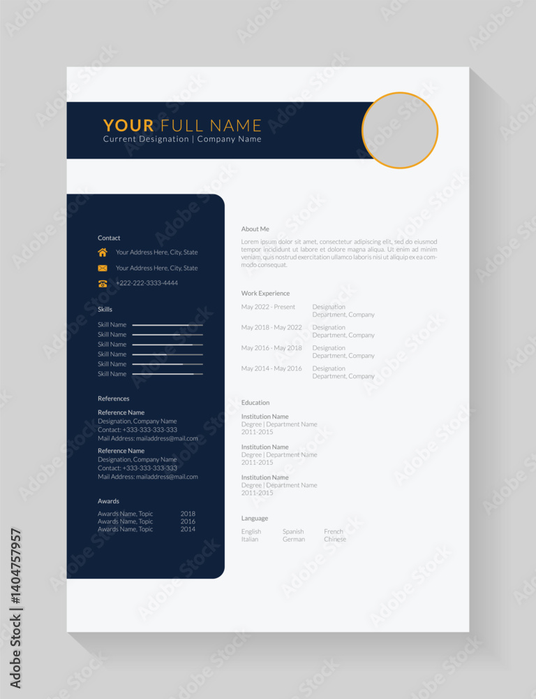 Clean and modern resume portfolio or cv template for candidates ...