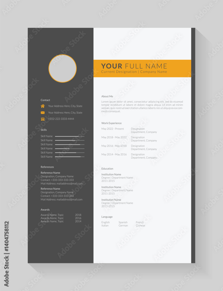 Clean and modern resume portfolio or cv template for candidates ...
