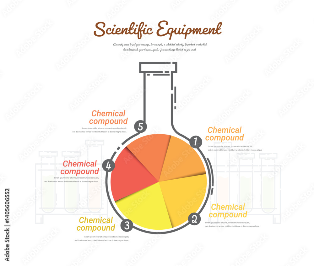 Vector de Stock Round bottom flasks Infographics presentation concept ...