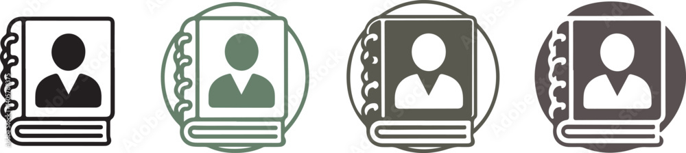 Address Book Icon Set – Modern Flat Contact Directory Symbols in ...