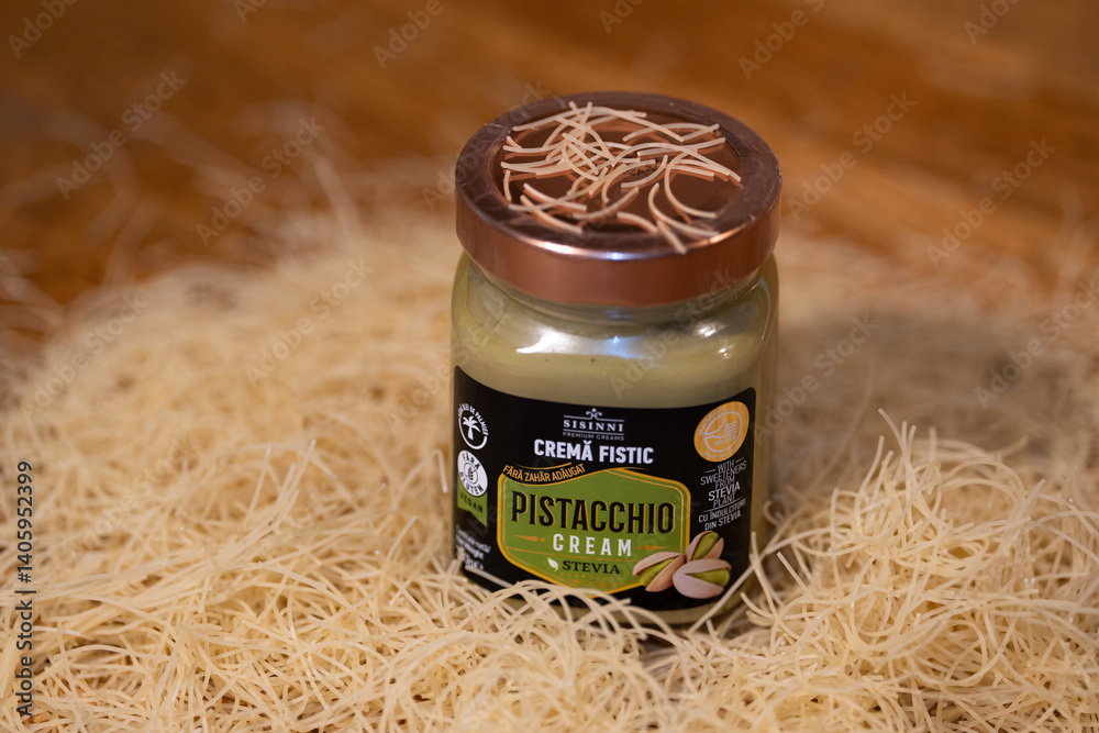 Bucharest Romania 13 April 2025. pistachio cream sweets stevia sugar ...