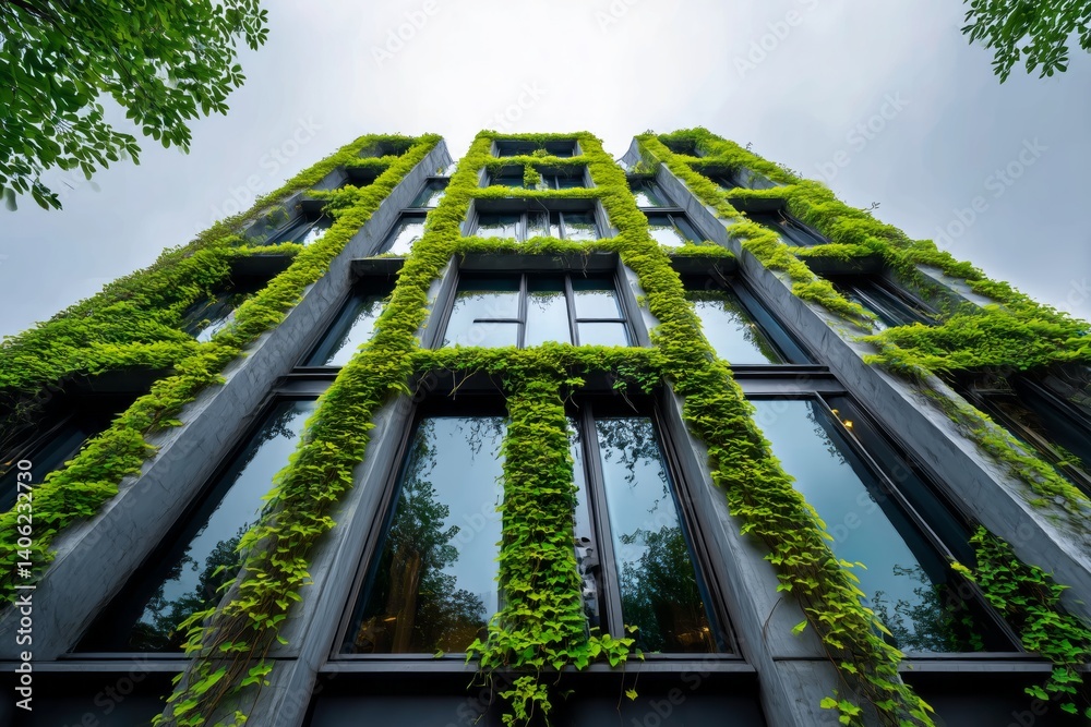 Foto de Stock Modern Office Building with Vertical Greenery – Ultra-Detailed Sustainable ...