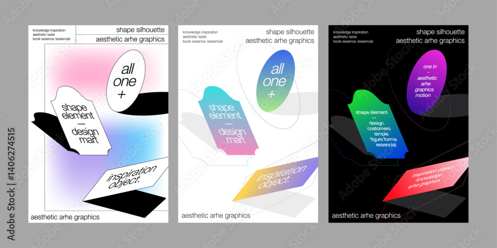 Vector de Stock Slanted shapes shadow poster template colorful gradient ...