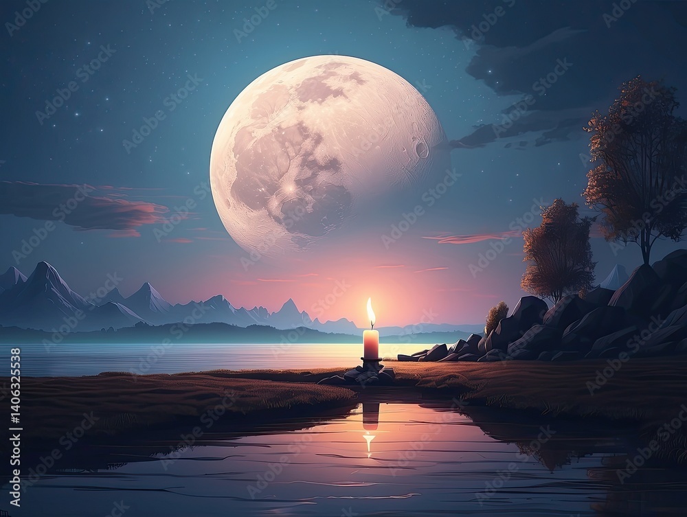 Ramadan 2025 2026 2027 2028 Beach Scene with Traditional Candle and ...