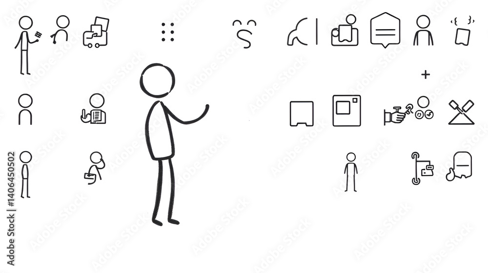 Stock-Illustration „Stick figure people man action, feelings, and ...