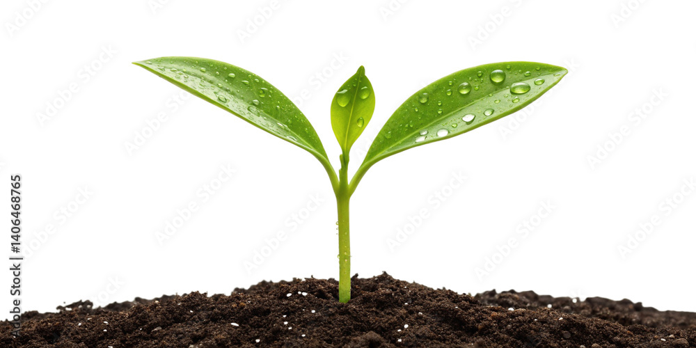 Young Green Seedling Sprouting from Soil Isolated on Transparent ...