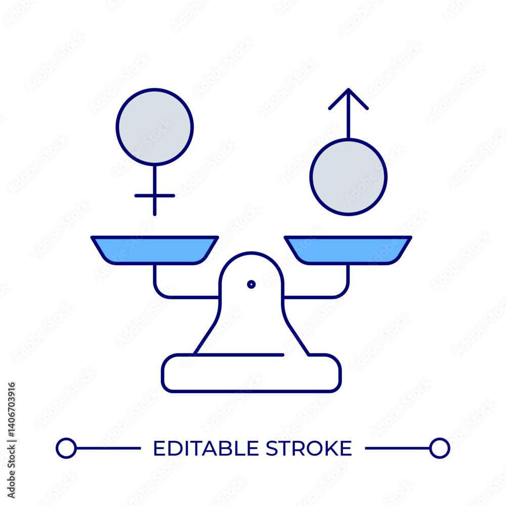 Vector de Stock Gender equality line color icon. Male and female ...
