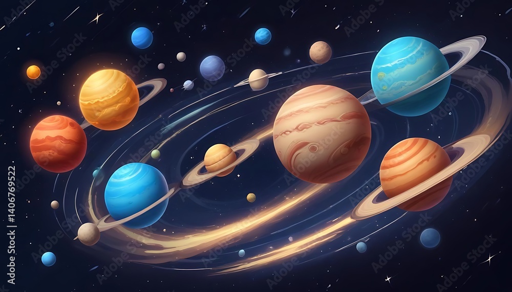 Computer generated image of the planets in the solar system Stock ...