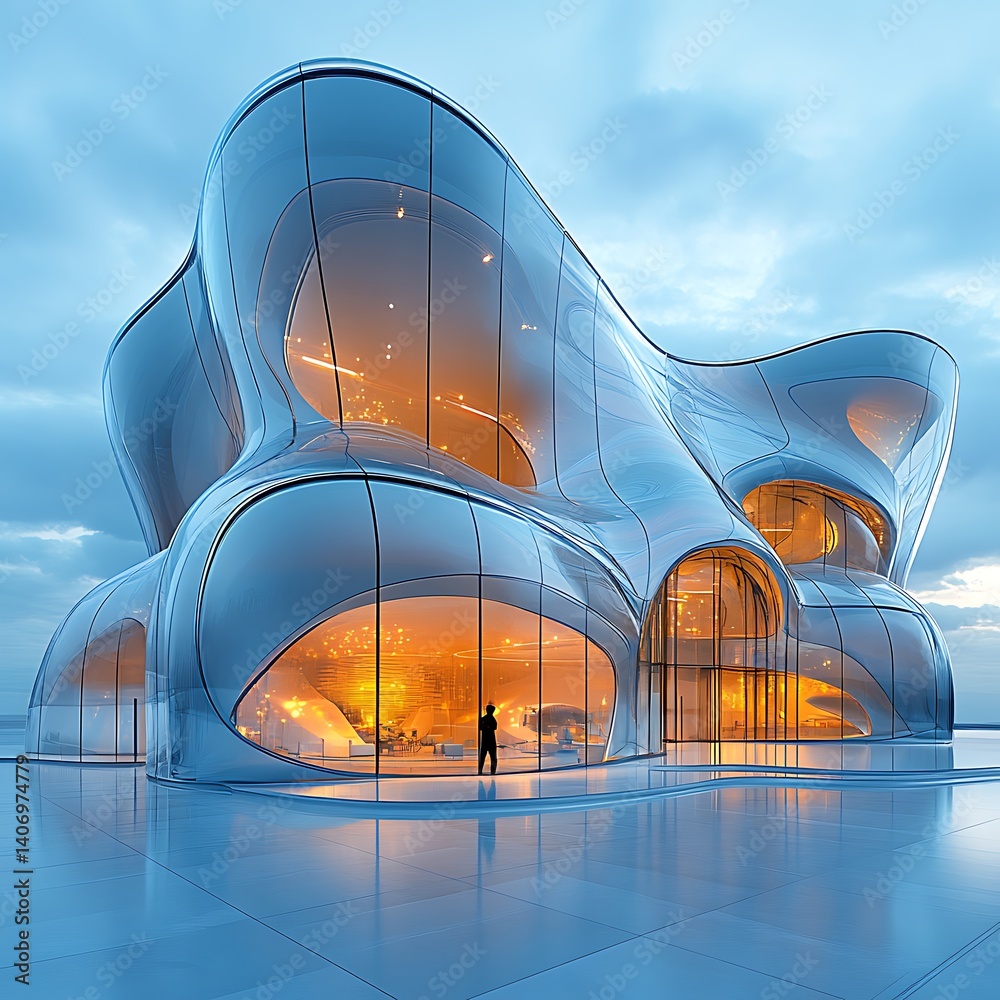Wavy building architecture with sci fi appearance high resolution ...