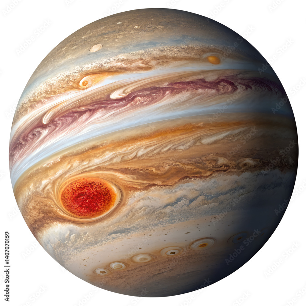 Jupiter, the largest planet in our solar system, showcases its ...