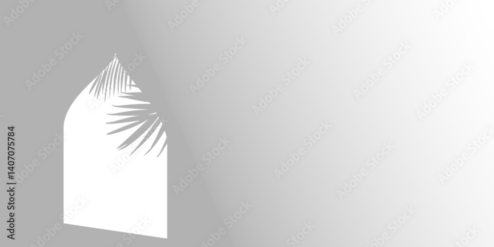 Realistic shadow from arc window with coconut leafs on transparent ...