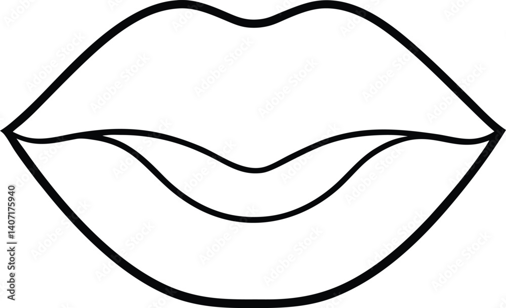 Mouth Line Art Drawing Vector | Face, Expression & Minimal Anatomy ...