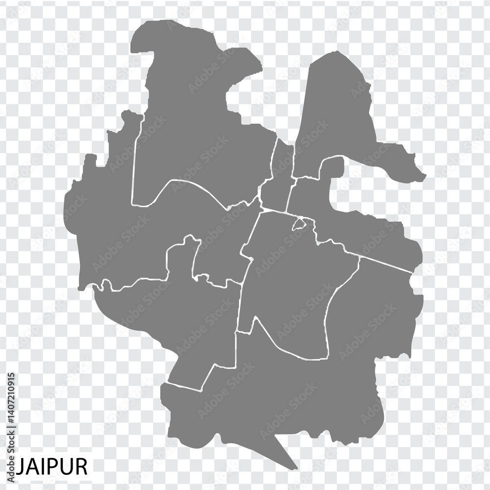 High Quality map of Jaipur is a city of India, with borders of the ...