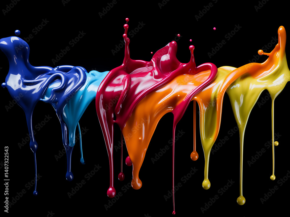 Long vertical paint drips create movement through natural lines and ...