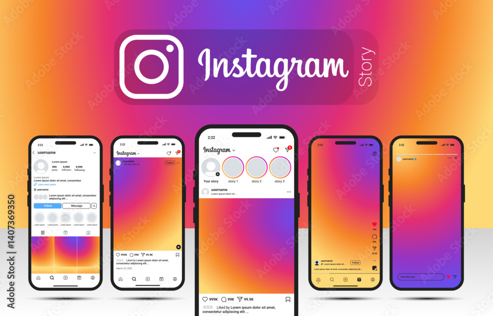 Instagram post story reels mockup template with updated 2025 grid size ...