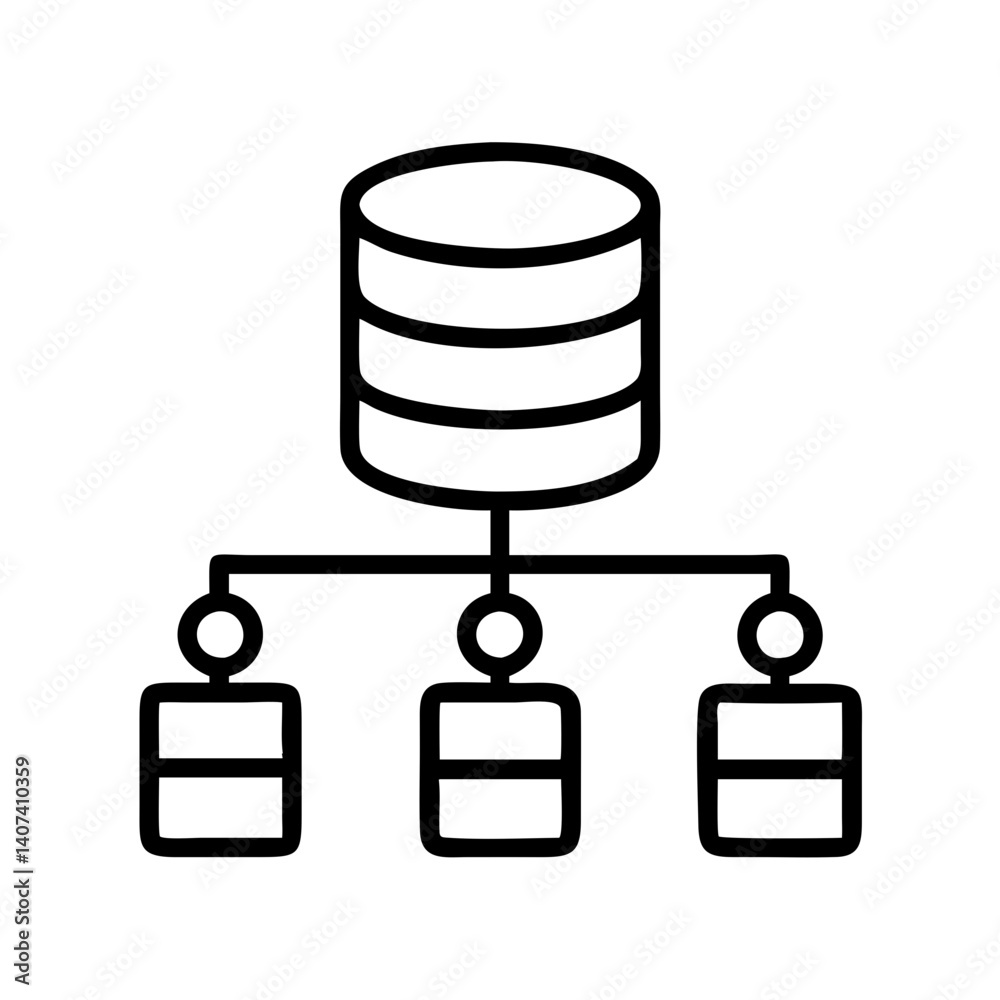 Database server network diagram icon vector illustration for cloud ...