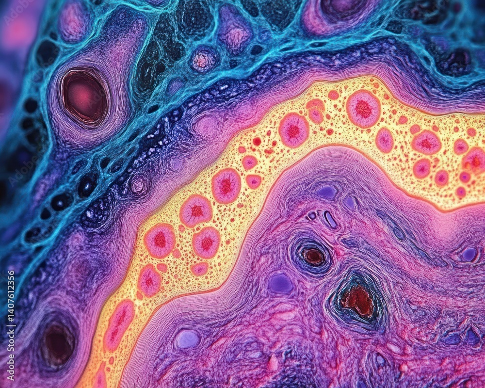 Microscopic Anatomy of Human Skin Tissue Histological Slide with ...