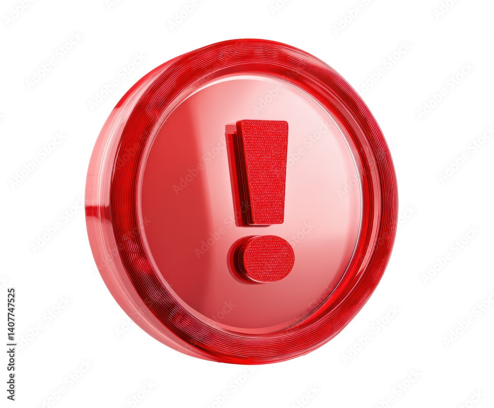 Bright alert symbol for warnings and notifications on a transparent ...