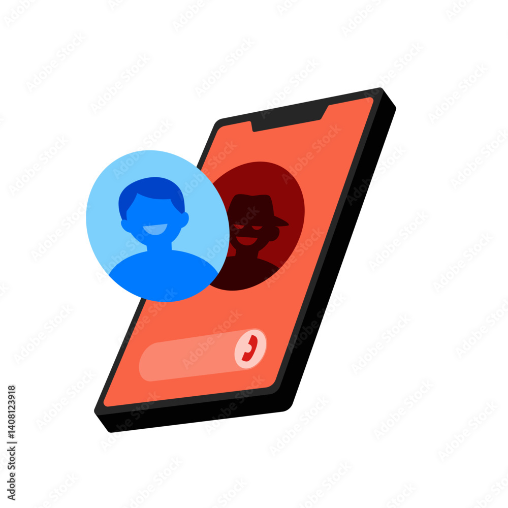 mobile phone screen talking to scammer, scam and phishing. Scam ...