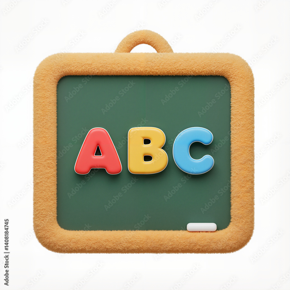 3D cartoon chalkboard with colorful ABC letters – perfect for preschool ...
