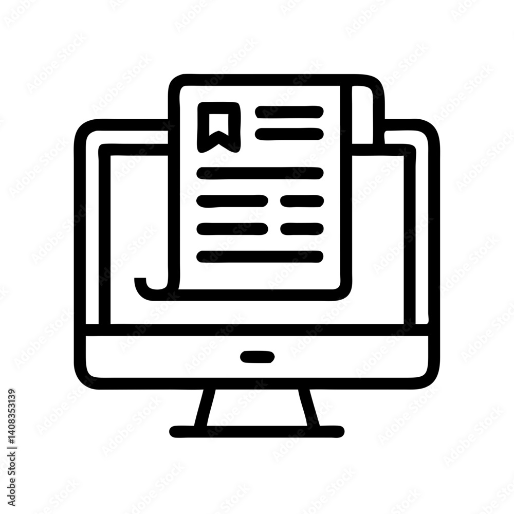 Computer with Receipt Icon Representing Online Billing and Digital ...