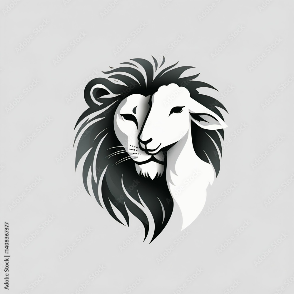 Stylized, high-contrast, black and white negative space logo featuring ...