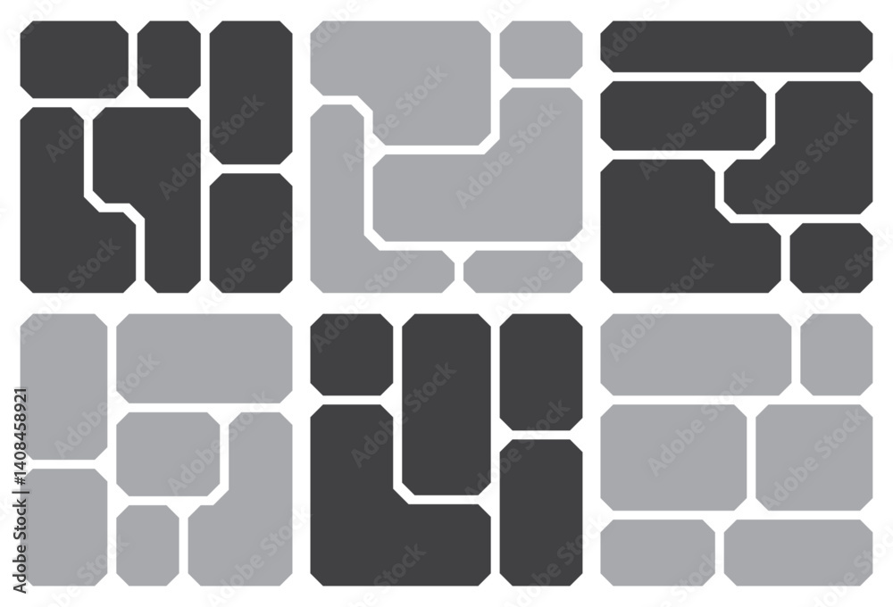 Minimal Black and Grey Bento Grid Layout Vector Set with Transparent ...