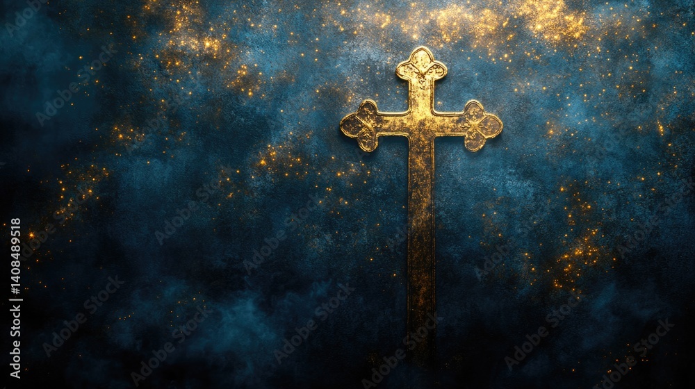 vintage christian easter background with Holy cross, the symbol of ...