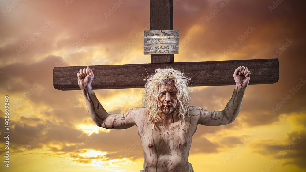 Jesus Christ on the cross of Calvary Easter story from the Bible Stock ...