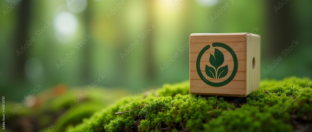 lush green moss, blurred forest background, Net zero and carbon neutral ...