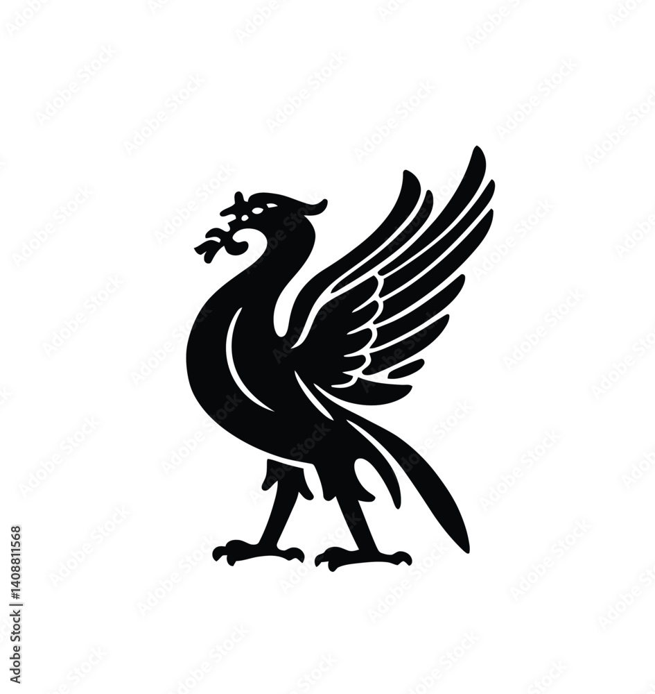 Liver bird silhouette. This image shows a liver bird with wings spread ...