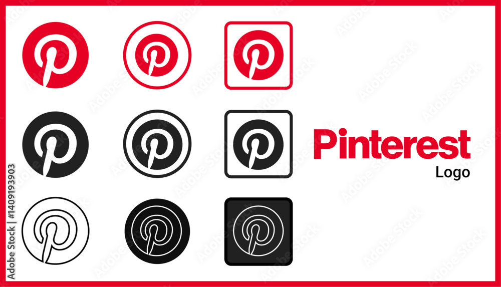 Pinterest icon logo art design social media portfolio vector virtual ...