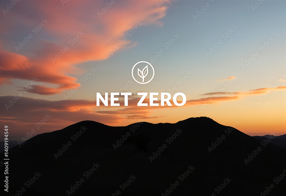 Symbol Net zero on hills energy renewable station waste free world ...