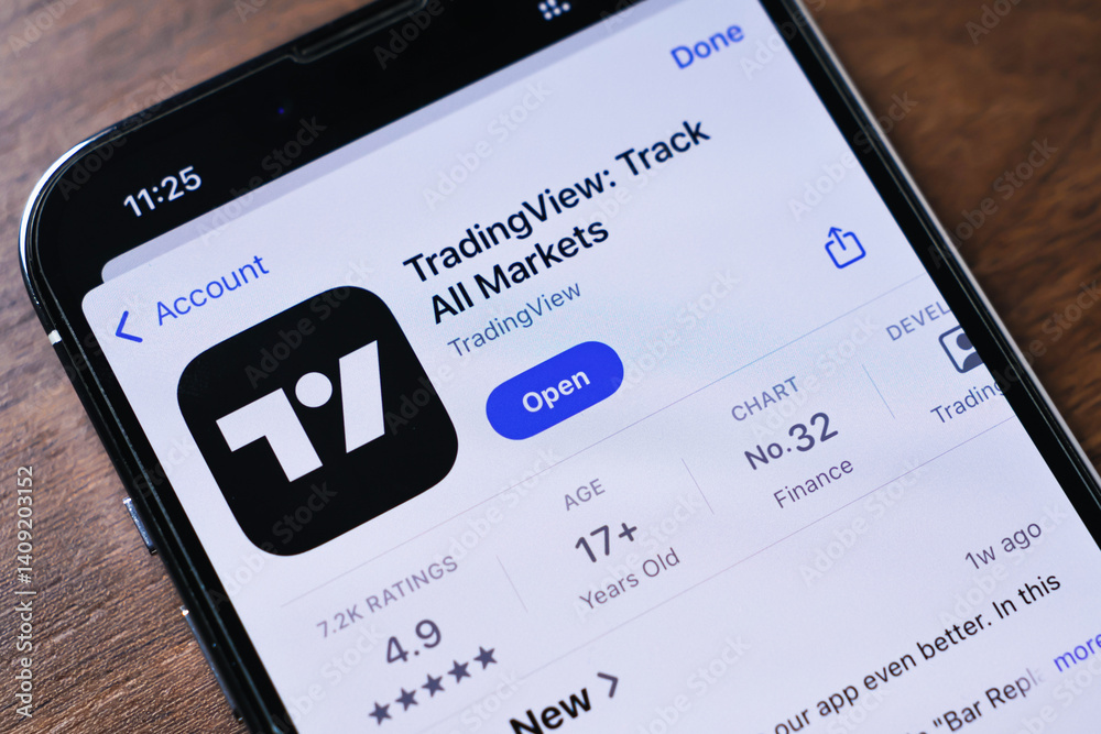 Poznan, Poland - March 26, 2025: Smartphone showing TradingView finance ...