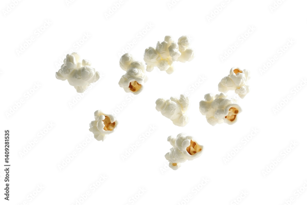 Scattered Buttered Popcorn Kernels on a Transparent Background Perfect ...