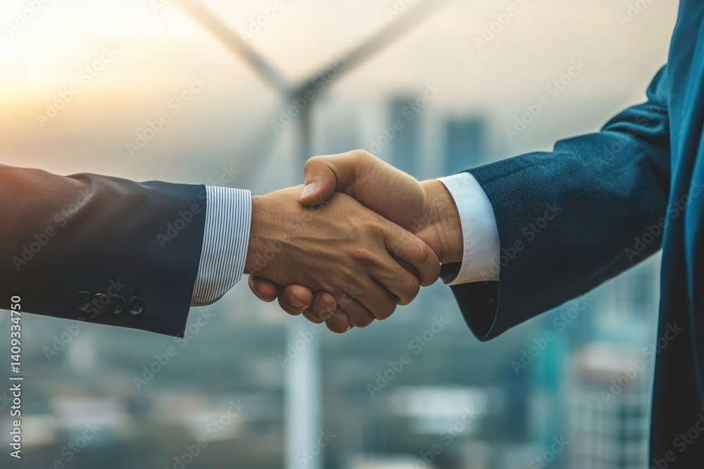 Professional Business Partnership Agreement with Handshake in Front of ...