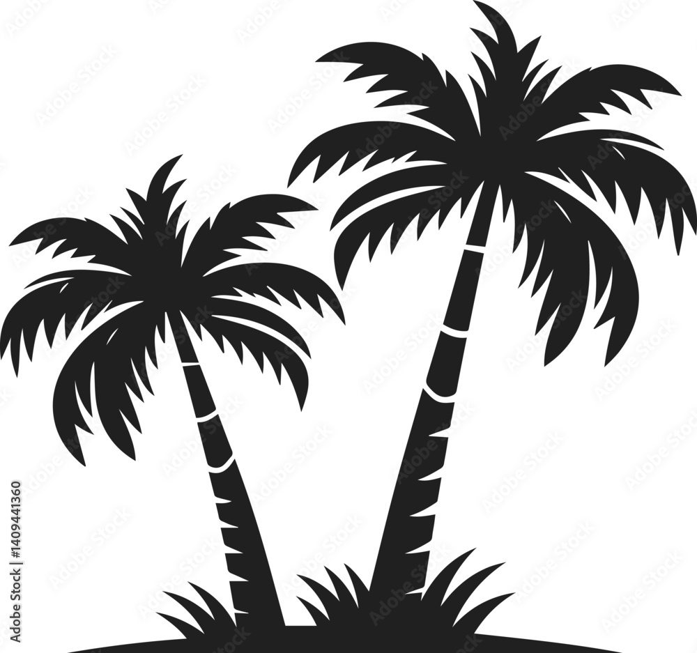 Simple Elegant Minimalist black color silhouette of Palm Tree, Palm ...