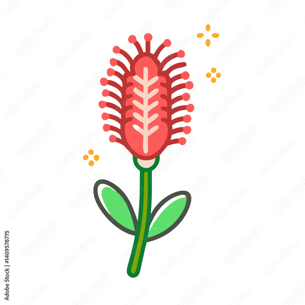 Cartoon waratah flower vector graphic on black background Stock Vector ...