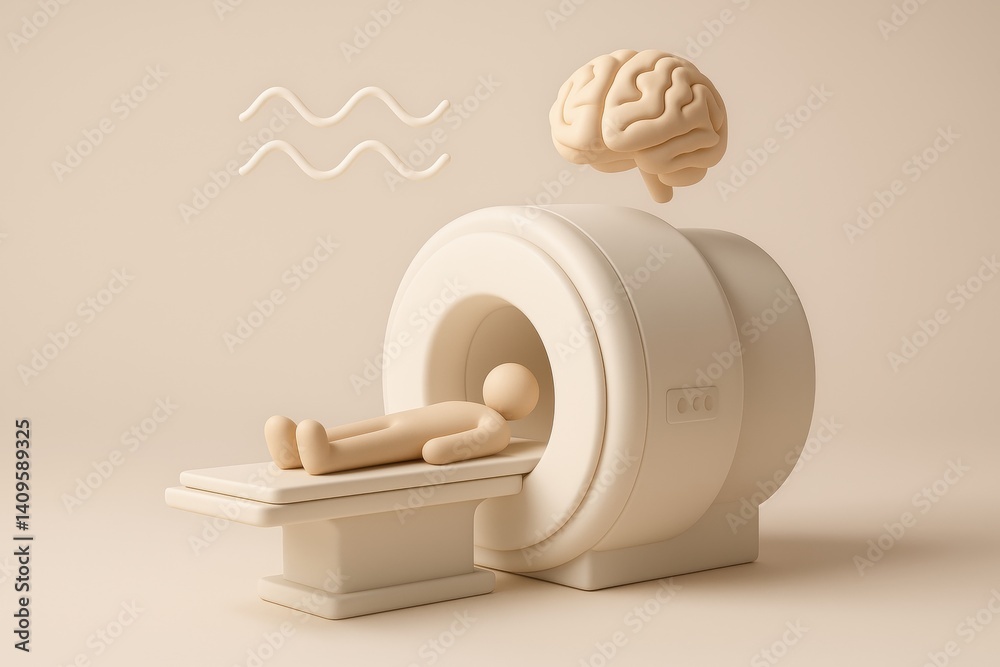 Brain Scan: A 3D render of a simple human figure undergoing an MRI ...