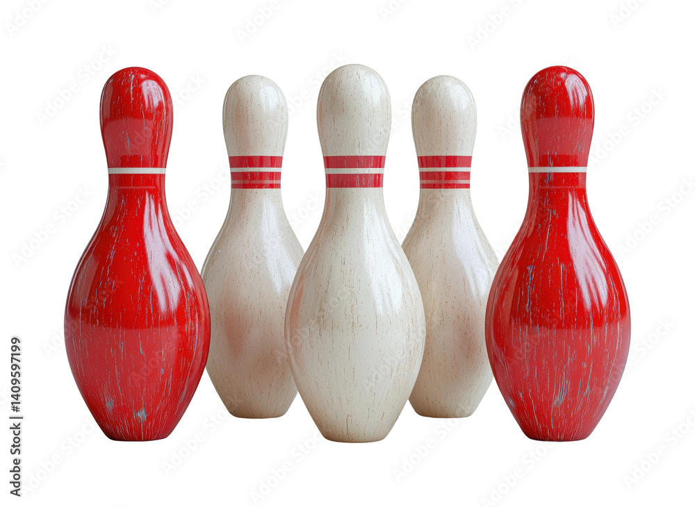 Bowling action with colorful pins in a game hall vibrant atmosphere ...