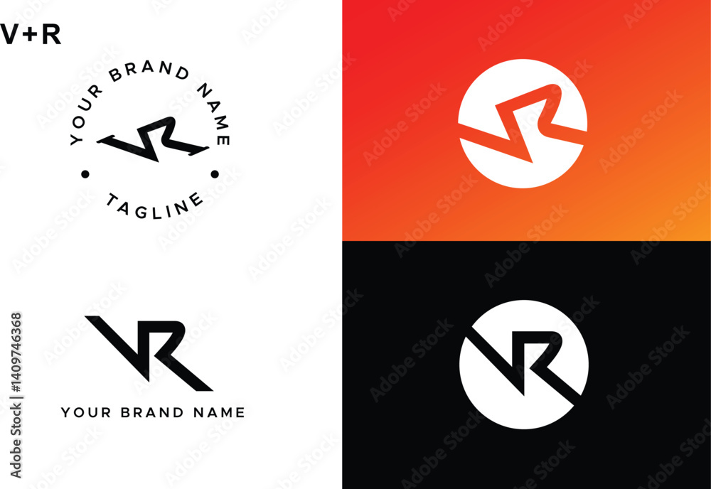 VR, RV monogram and symbol style logo to use on clothing mockups Stock ...