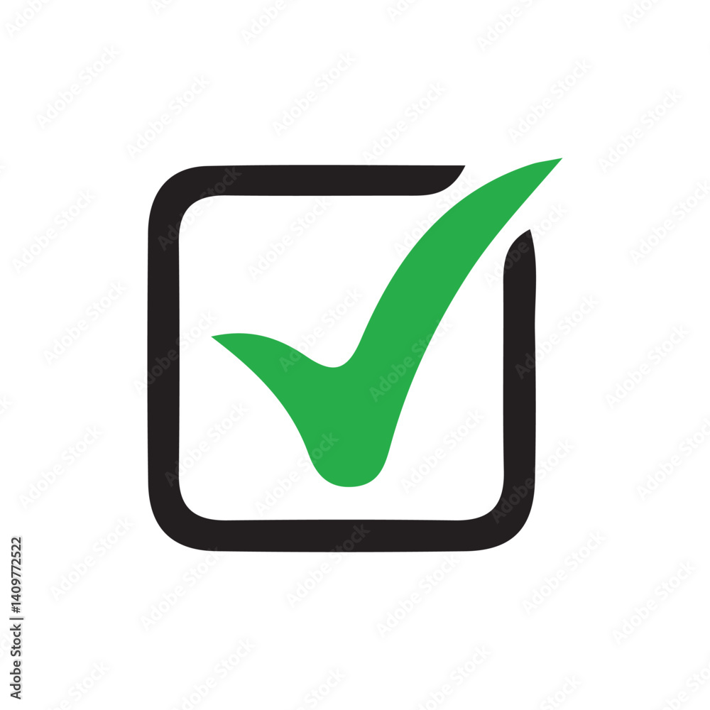 Accept checkmark icons green tick box, check list circle frame. Vector Illustration Eps 10 Stock ...